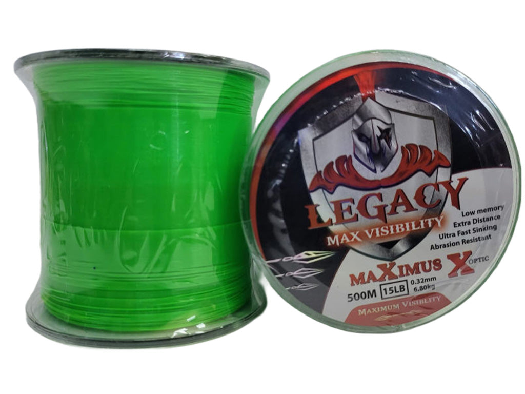 15lb Green Neon Max Vis 0.32mm 500m - Legacy – Baits4U TA VISKAS